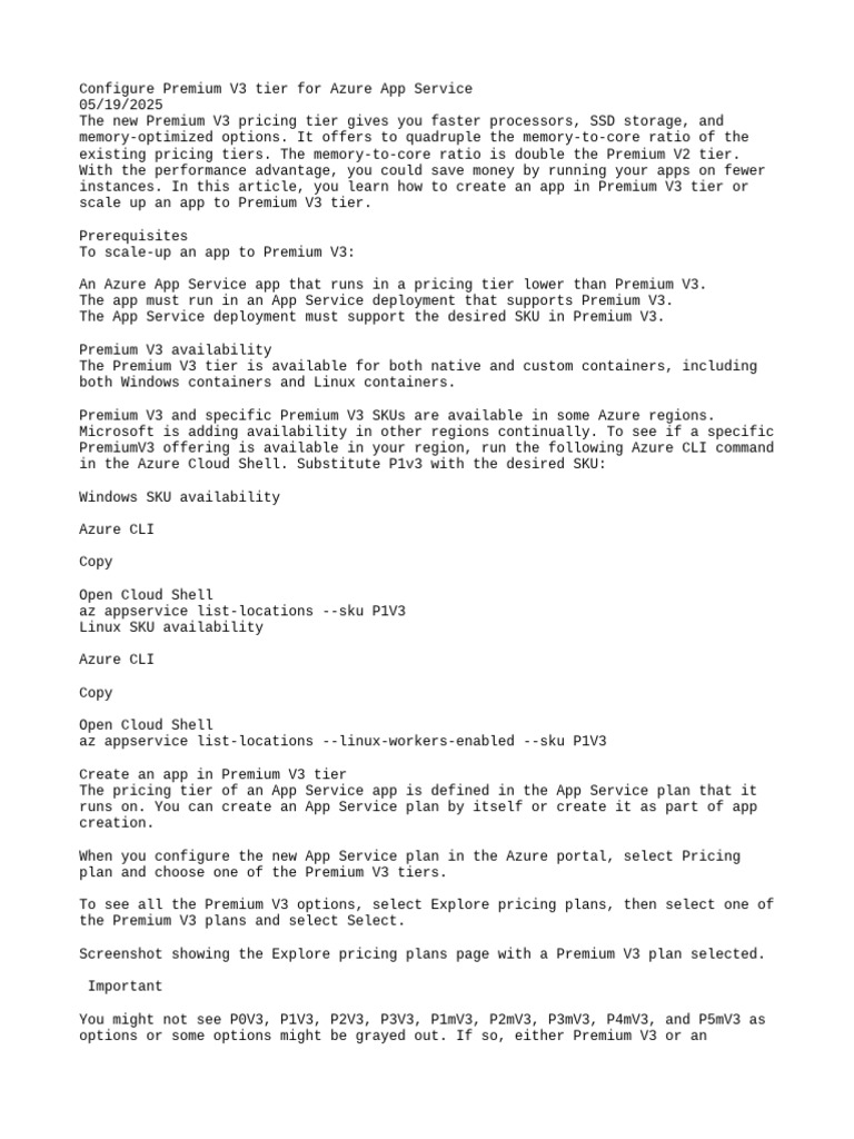 Configure Premium V3 Tier For Azure | PDF | Microsoft Azure | Command ...