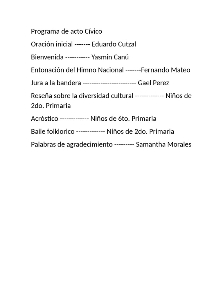 Programa de Acto Cívico | PDF