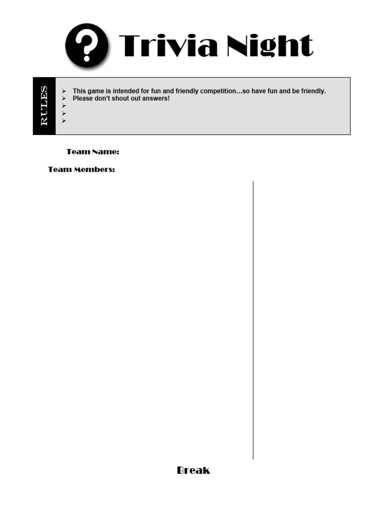 Trivia Night Rules and Team Setup | PDF | Chess Theory | Chess