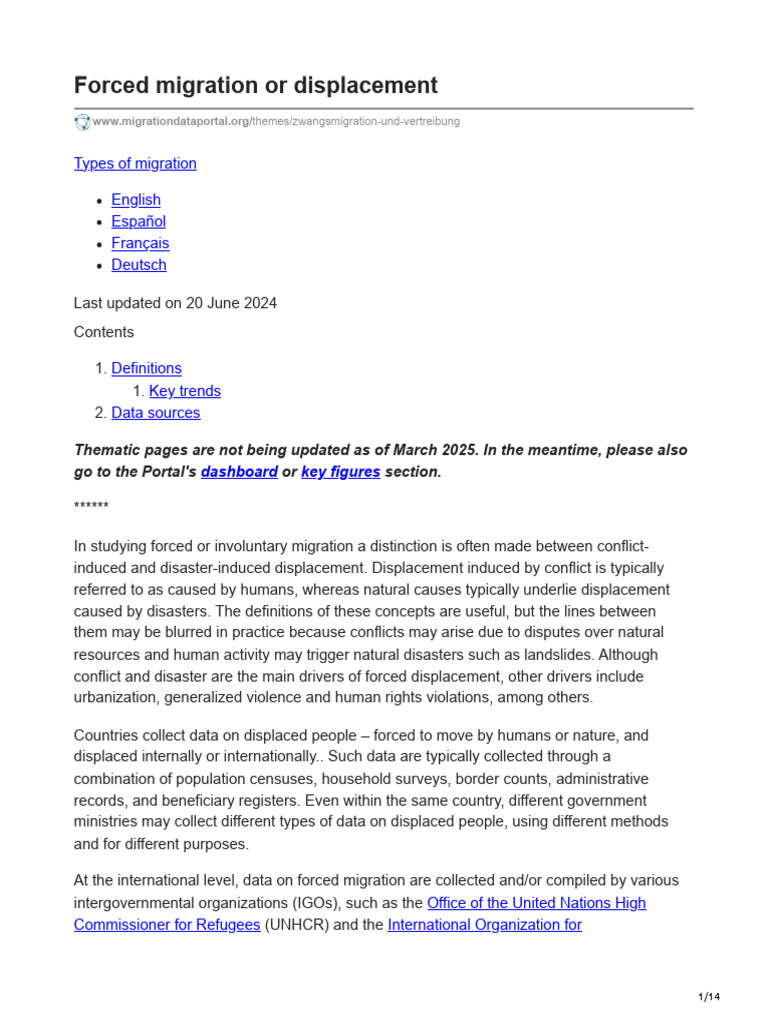 Forced Migration or Displacement | PDF | Refugee | Internally Displaced ...