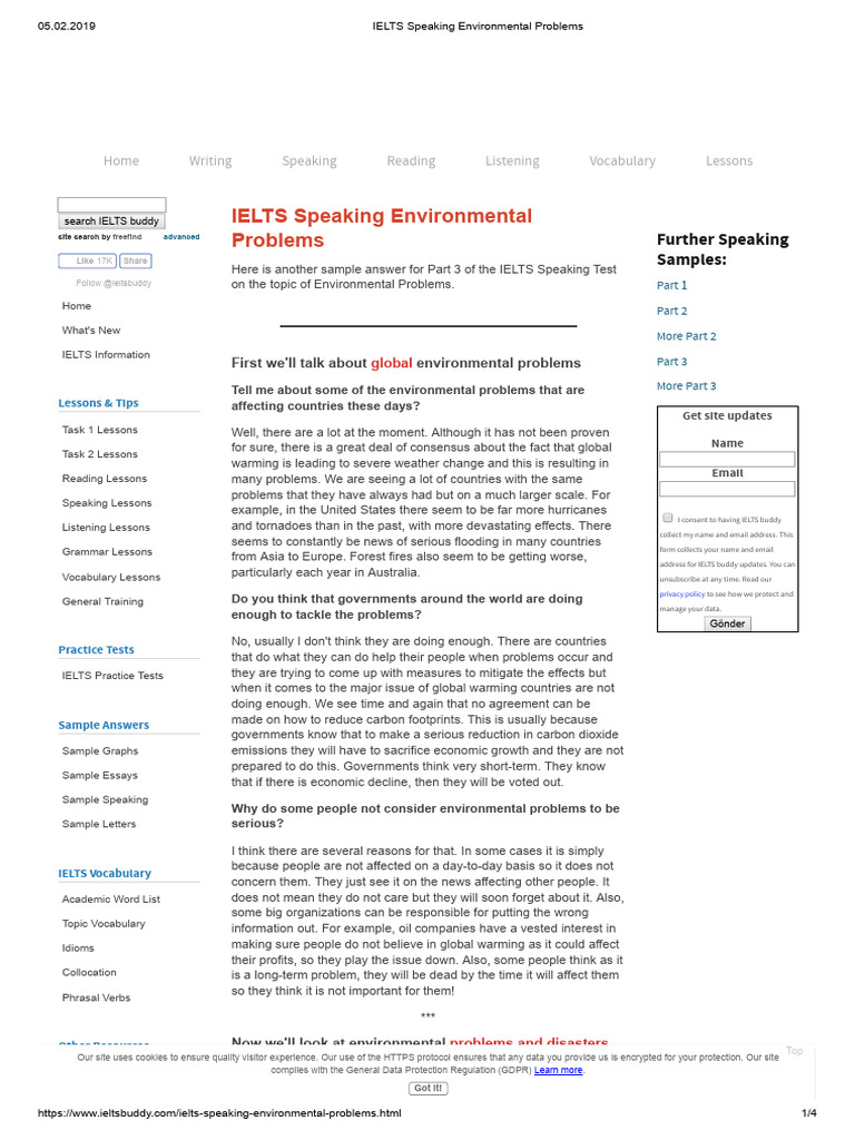 IELTS Speaking Environmental Problems 5 | PDF