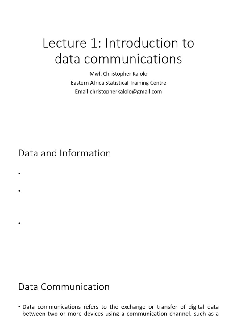 Lecture 1 - Introduction To Data Communications | PDF | Duplex (Telecommunications) | Computer ...