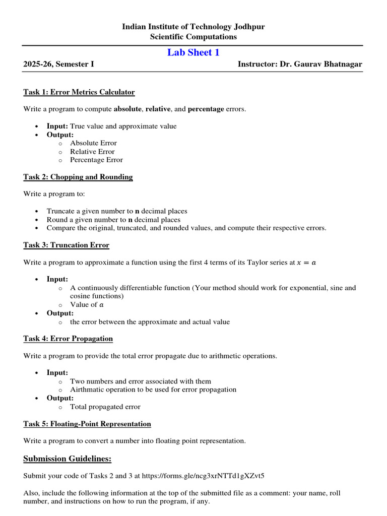 Programming Lab Sheet 1 | PDF