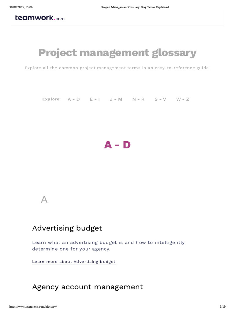 Project Management Terms Explained | PDF | Project Management | Agile ...