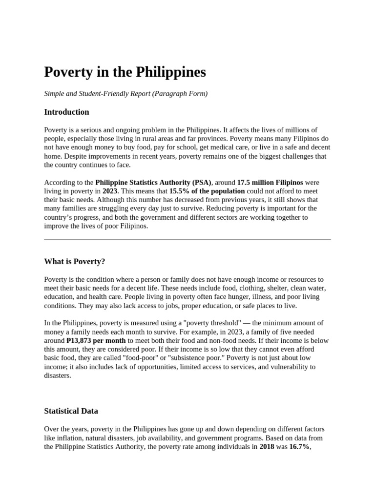 Poverty Statistics in the Philippines 2023 | PDF | Poverty | Poverty ...