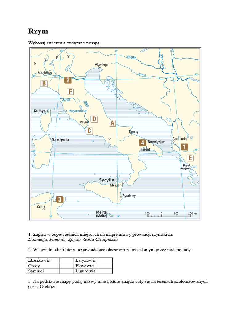 Rzym - CW Z Mapa Konturowä | PDF