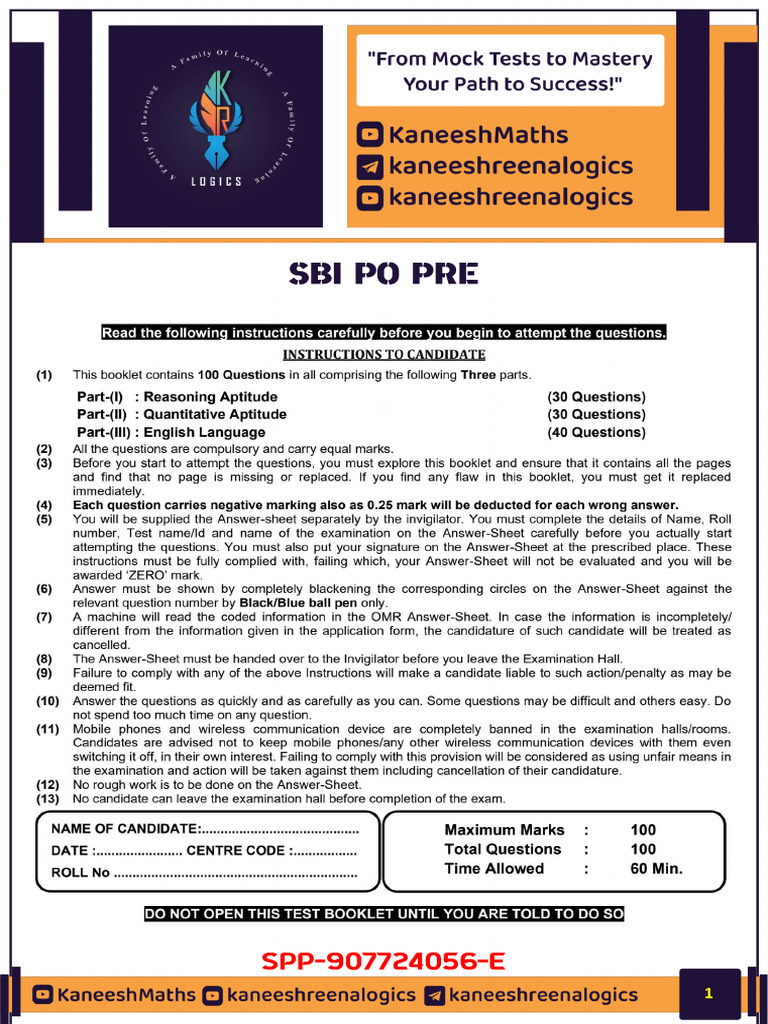 Sbi Po Pre Set 7 QN | PDF