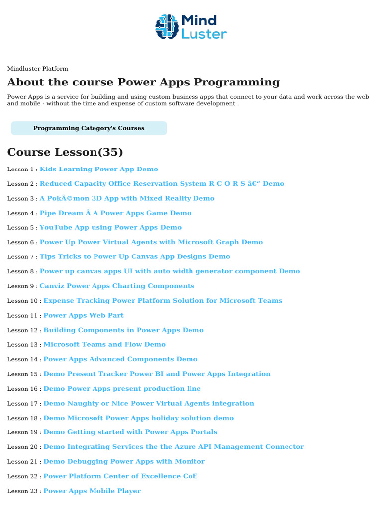 Power Apps Programming Course Overview | PDF | Application Software ...