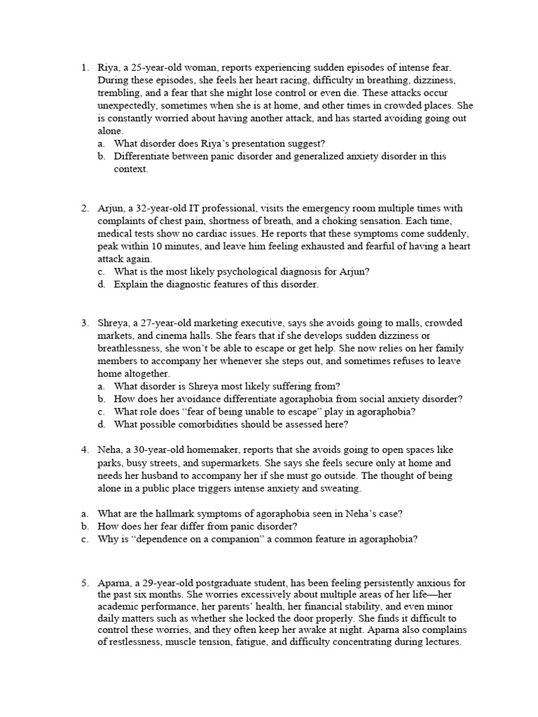 Anxiety Disorders: Case Studies and Insights | PDF | Anxiety | Anxiety ...