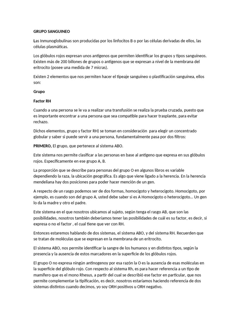 Tipos de Grupos Sanguíneos y RH | PDF | Tipo de sangre | Sangre