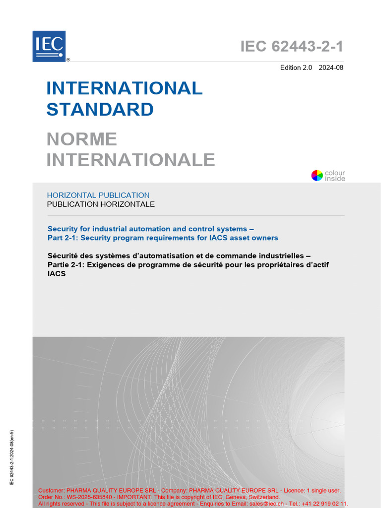 Exigences de sécurité IEC 62443-2-1 | PDF | Commission électrotechnique ...