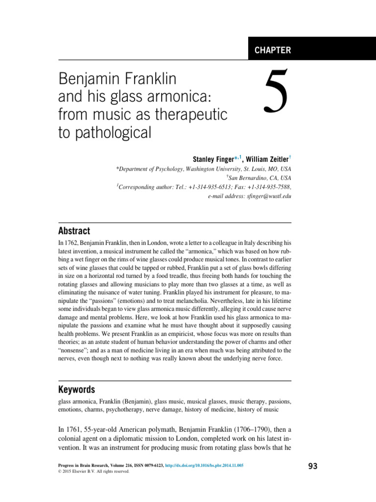 Benjamin Franklin and His Glass Armonica - 306882 | PDF