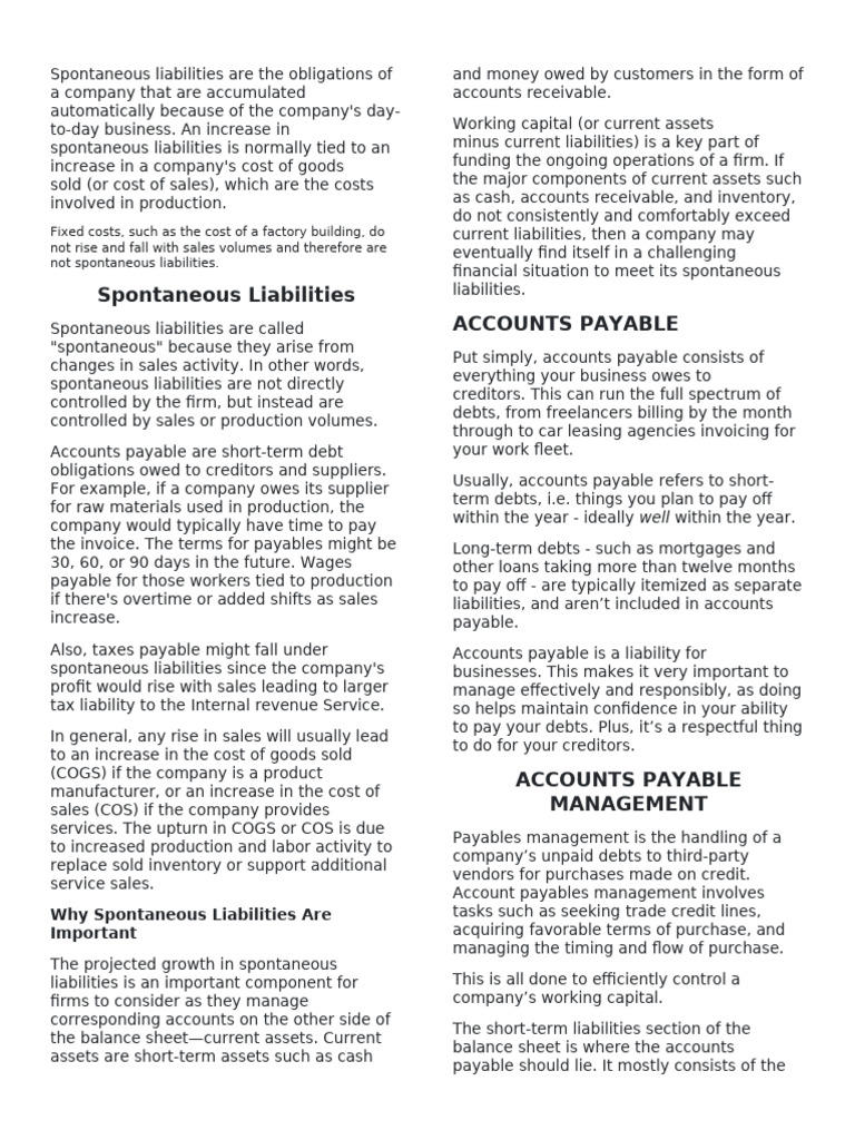 Account Payable MAnagement | PDF | Loans | Line Of Credit