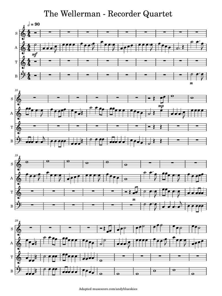 The Wellerman for Recorder Quartet | PDF