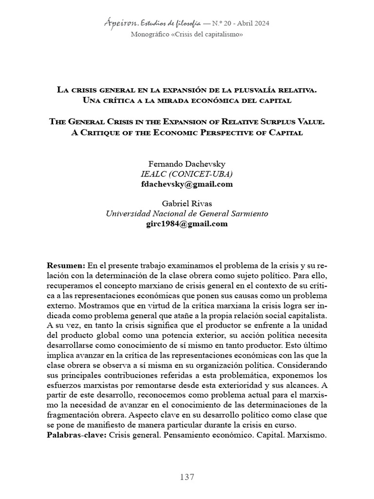 La Crisis General en La Expansion de La | PDF | Capital (economía ...