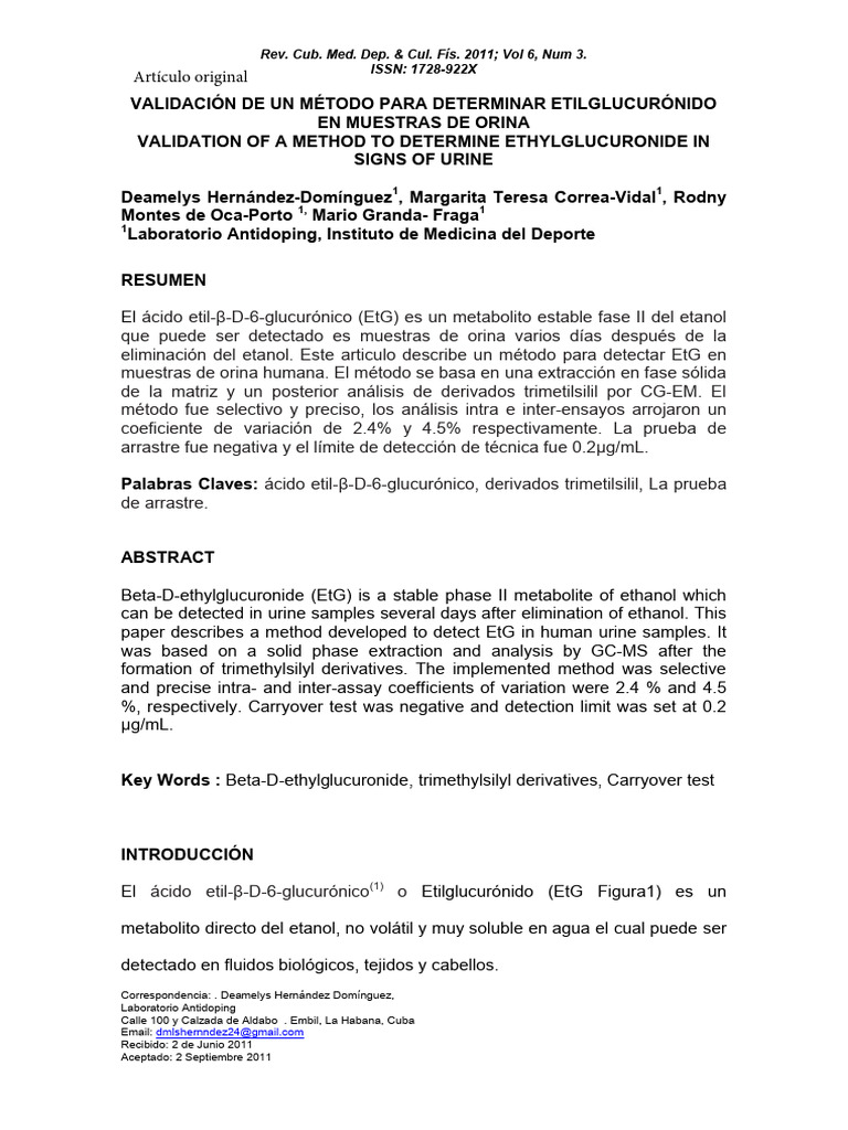Validacion de Un Metodo para Determinar | PDF | Química analítica | Química