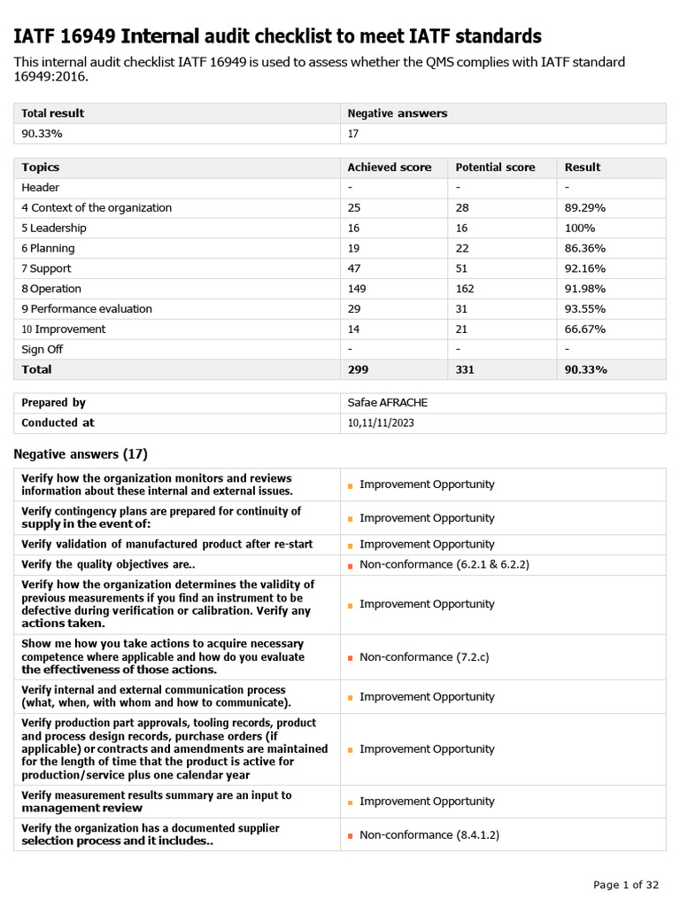 IATF 16949 Internal Audit | PDF | Quality Management System | Verification And Validation