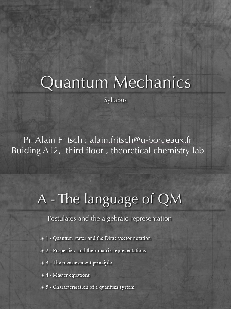 Quantum Mechanics Course Syllabus | PDF