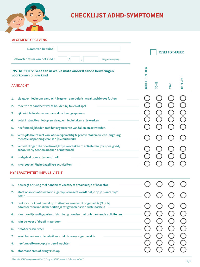 Checklist ADHD Symptomen | PDF