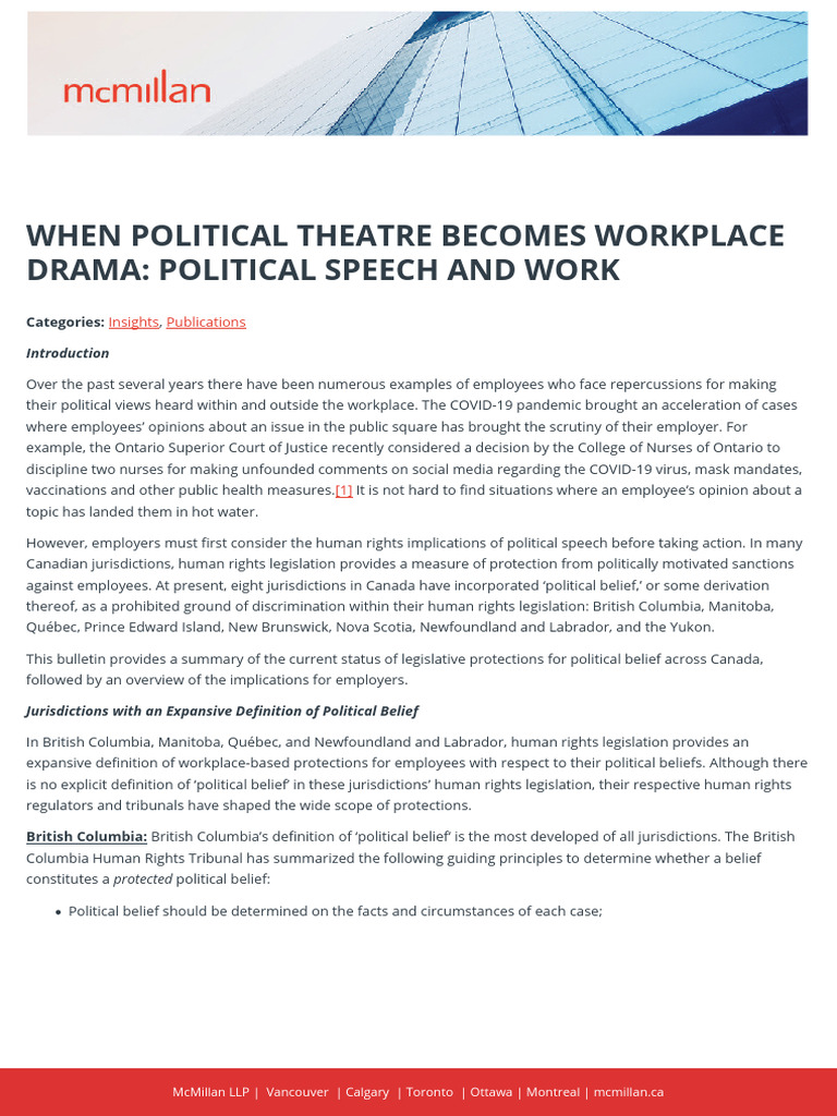 When Political Theatre Becomes Workplace Drama Political Speech and ...