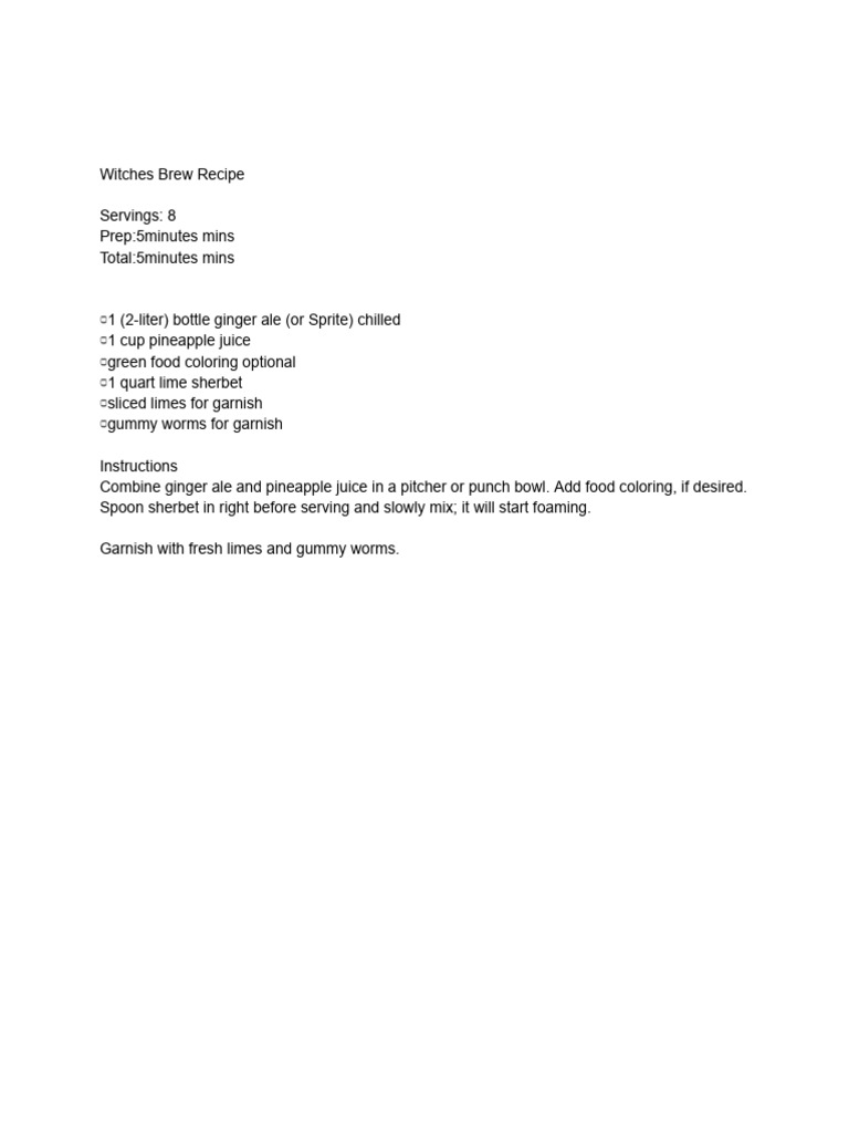Witches Brew Recipe | PDF