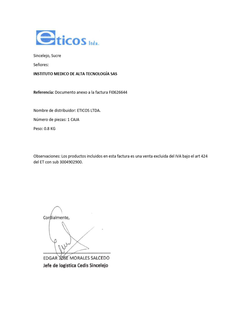 Carta Factura Fi0626644 | PDF