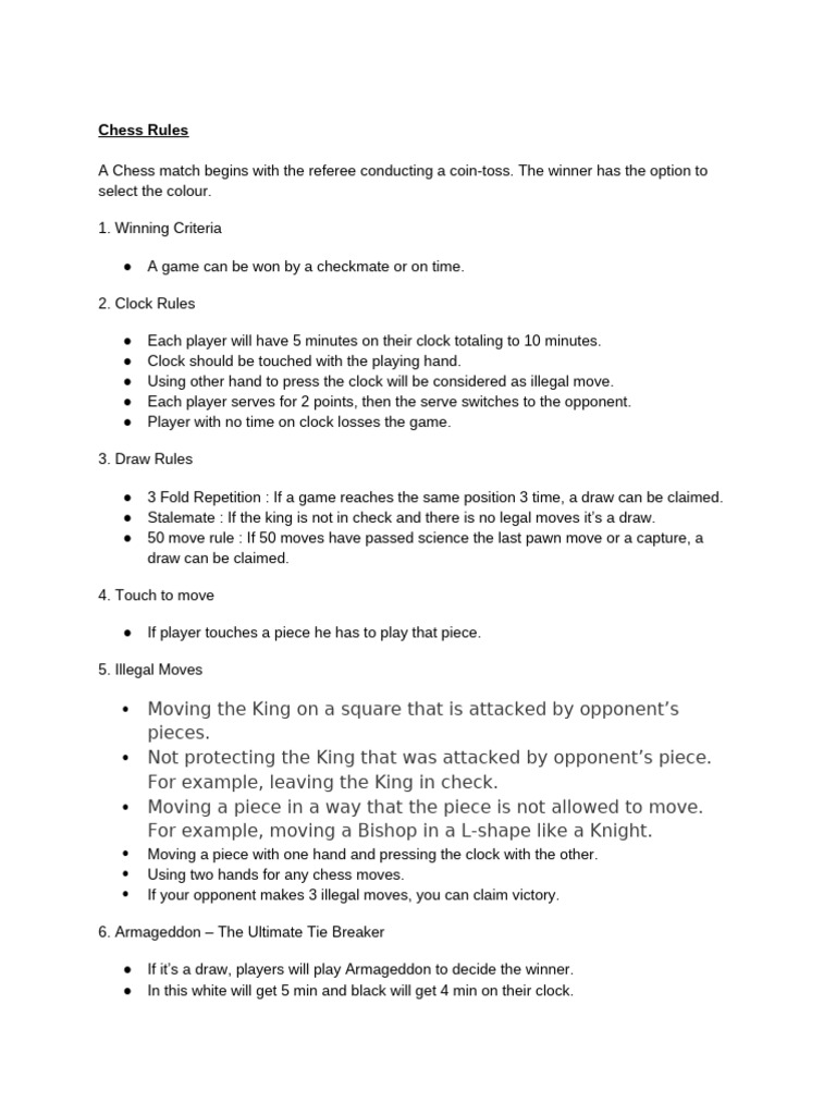 Chess Rule Book | PDF