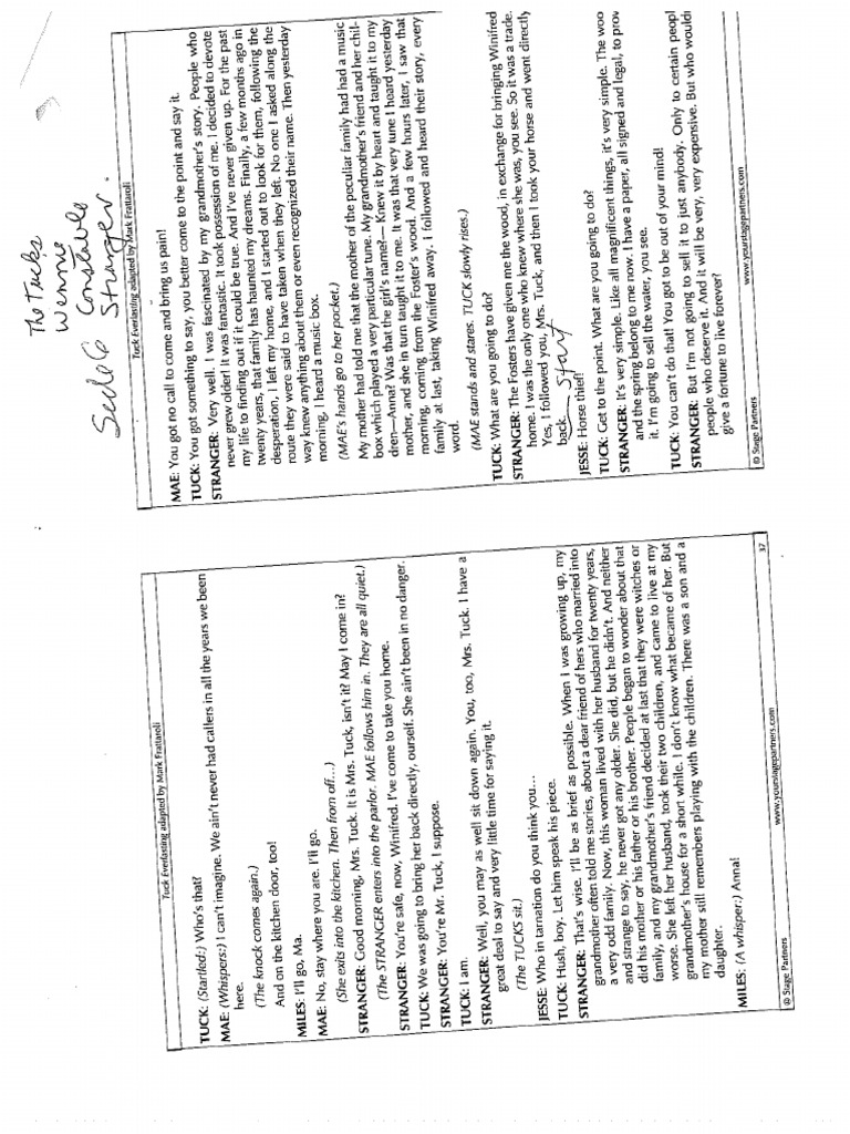 Tuck Everlasting Audition Packet | PDF