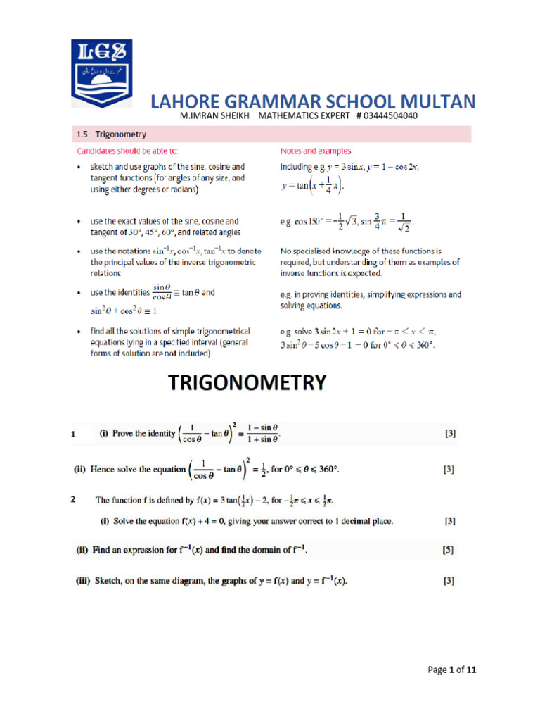 Assignment Trigonometry As Level Lgs | PDF