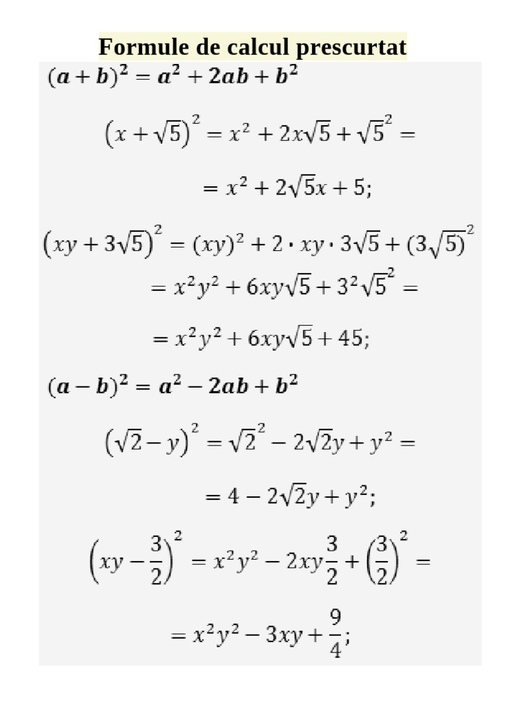 Formule de Calcul Prescurtat | PDF