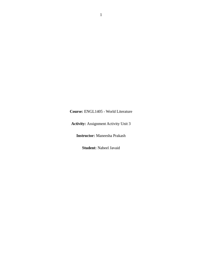 Assignment Activity Unit 3 | PDF | Oedipus | Tragedy
