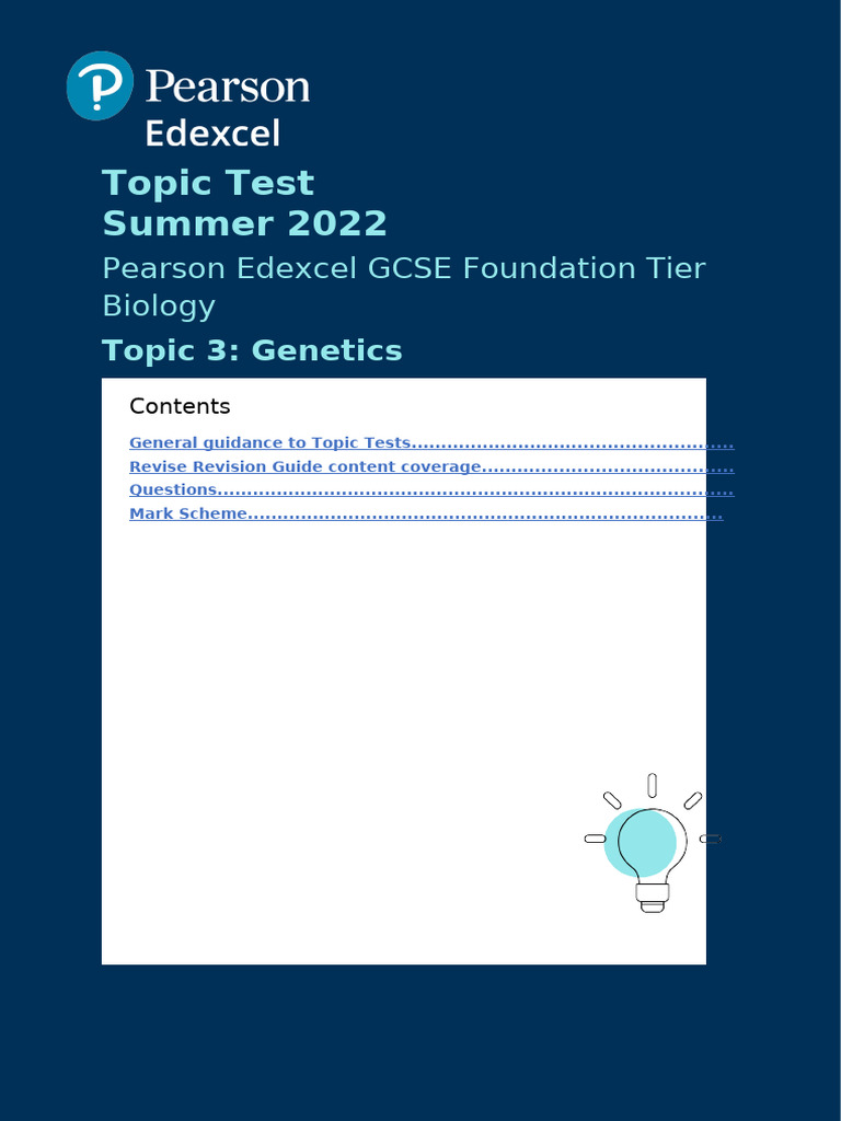 GCSE Biology Foundation Tier Topic Test 3 | PDF | Biology