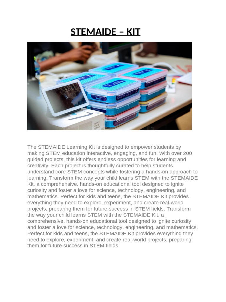 STEMAIDE Learning Kit Overview | PDF | Robotics | Arduino