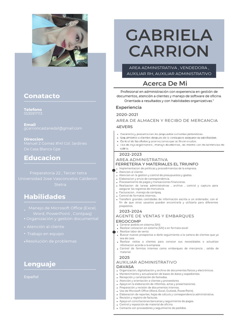 CV Gabriela Carrion | PDF | Microsoft Excel | Microsoft Office