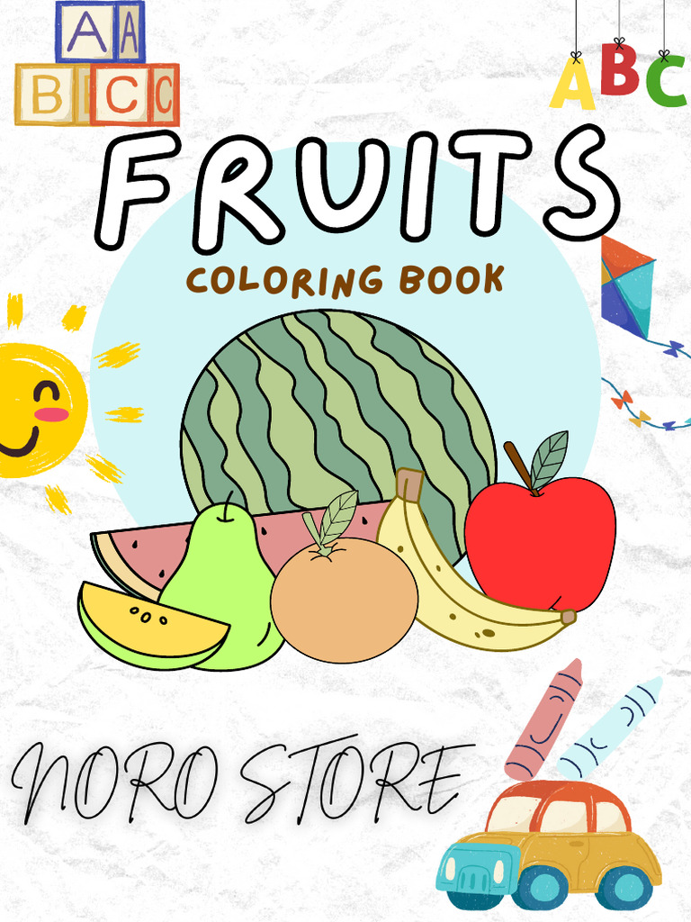 White Simple Fruits Coloring Book Worksheet | PDF