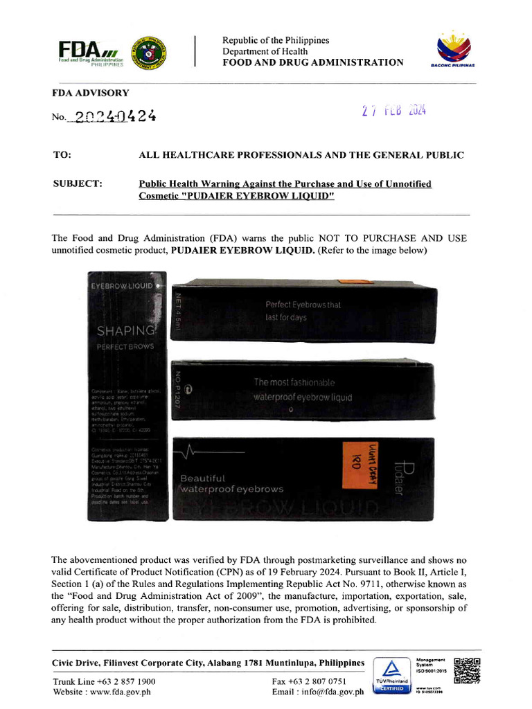 FDA Advisory No.2024 0424 | PDF