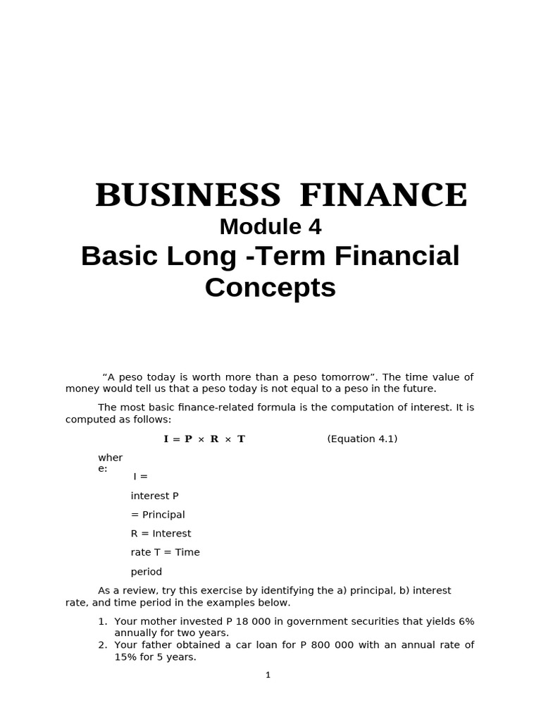 Business Finance Module 4 | PDF | Interest | Present Value