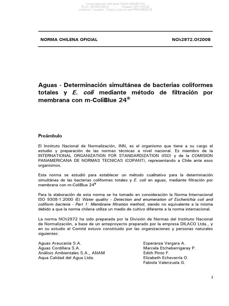 Aguas - Determinación Simultánea de Bacterias Coliformes Totales Y ...