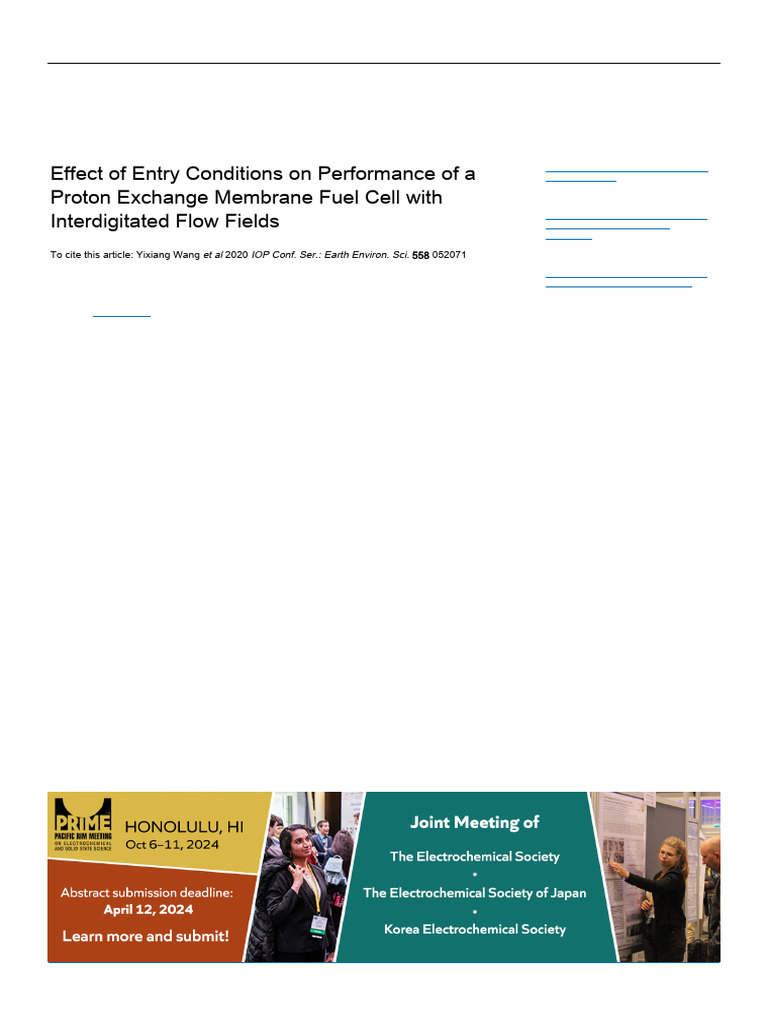 Effect of Entry Conditions On Performance of A Proton Exchange Membrane ...