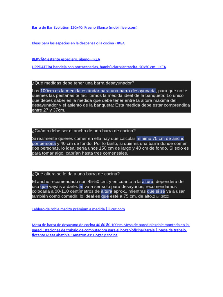 Barra de Bar Evolution 120x40 | PDF