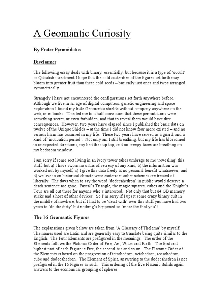 The 16 Unique Geomantic Figures | PDF | Astrology | Divination