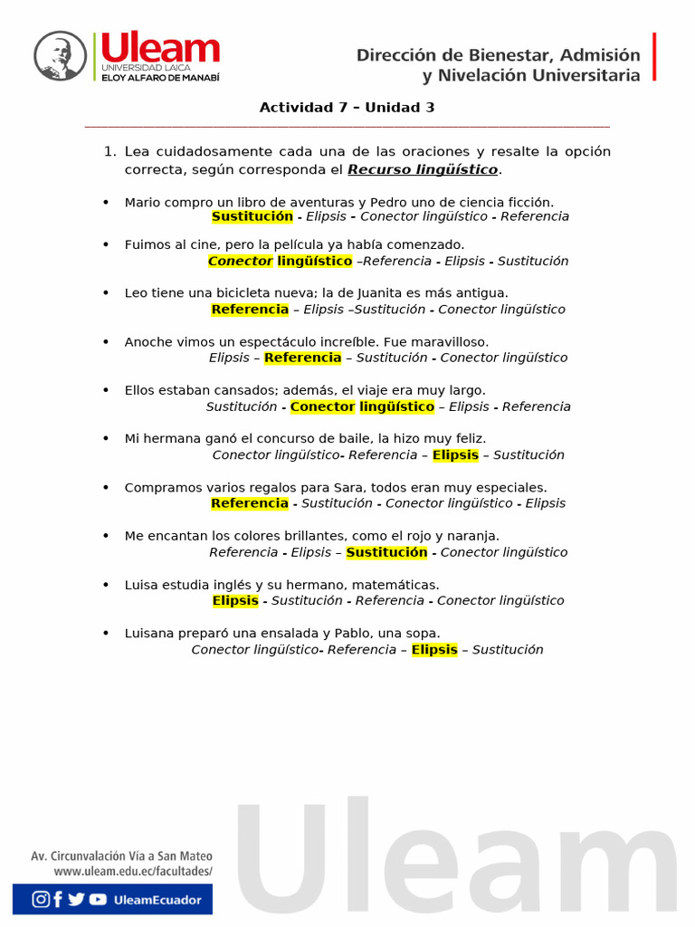 CL - Actividad 7 - Unidad 3 | PDF