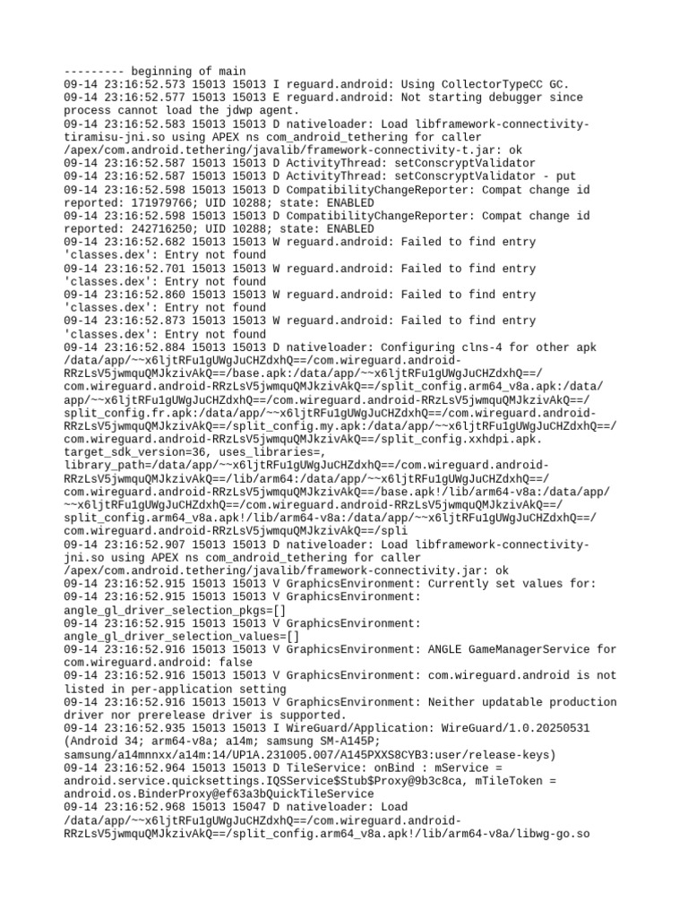 Wireguard Log | PDF | Java (Programming Language) | Android (Operating System)