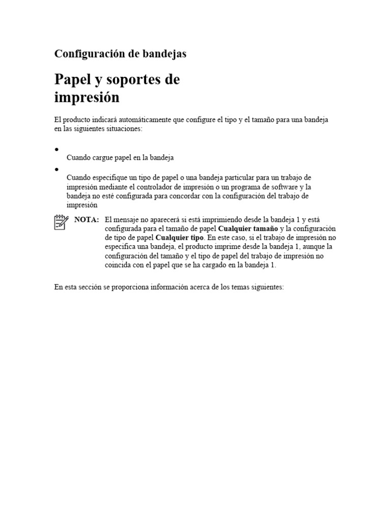 Configuración de Bandejas - Laserjet M600 M603 | PDF | Informática ...