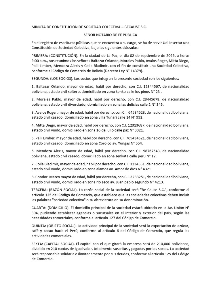 Minuta 1 | PDF | Bolivia