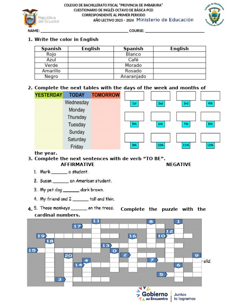 Cuestionario de Inglés Básica PCEI | PDF