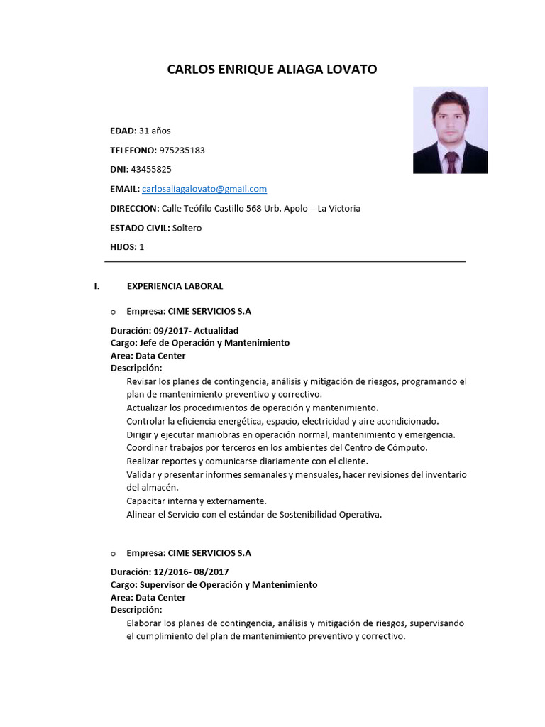 CV Carlos Aliaga | PDF | Business | Gestión de proyectos