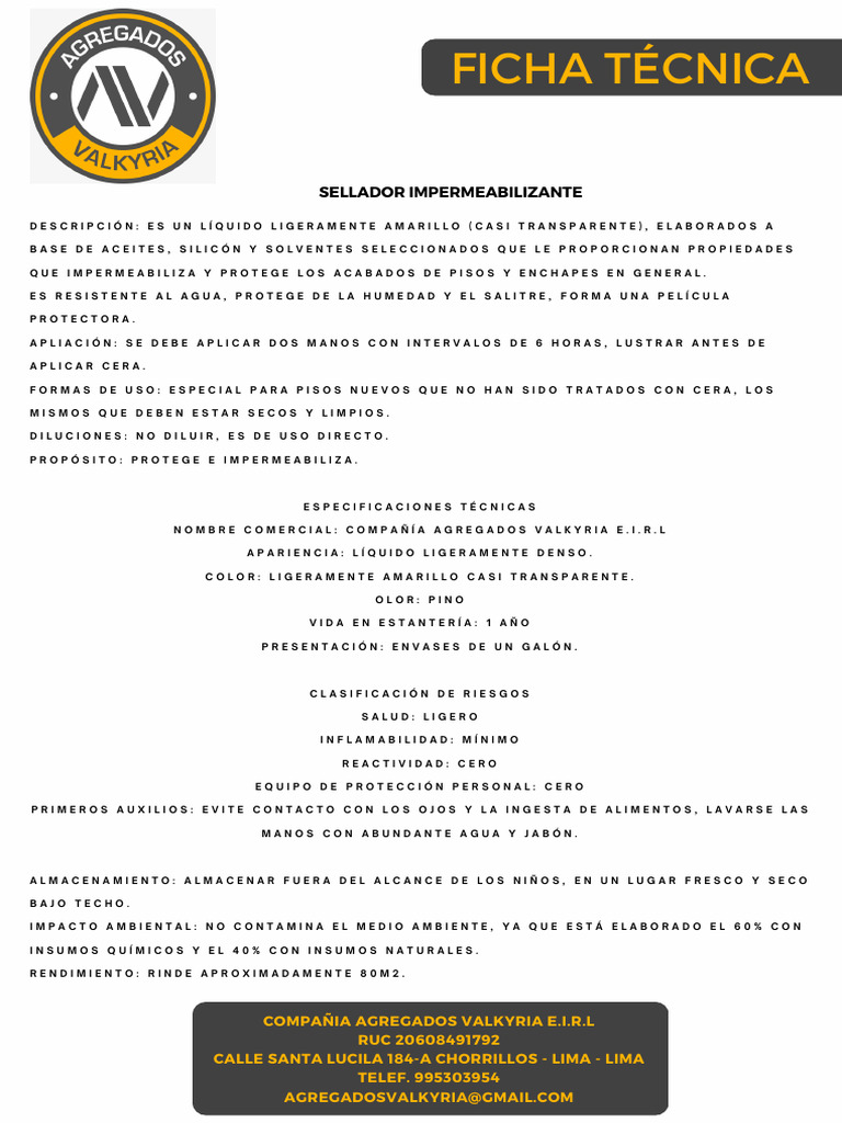 Ficha Técnica Sellador | PDF