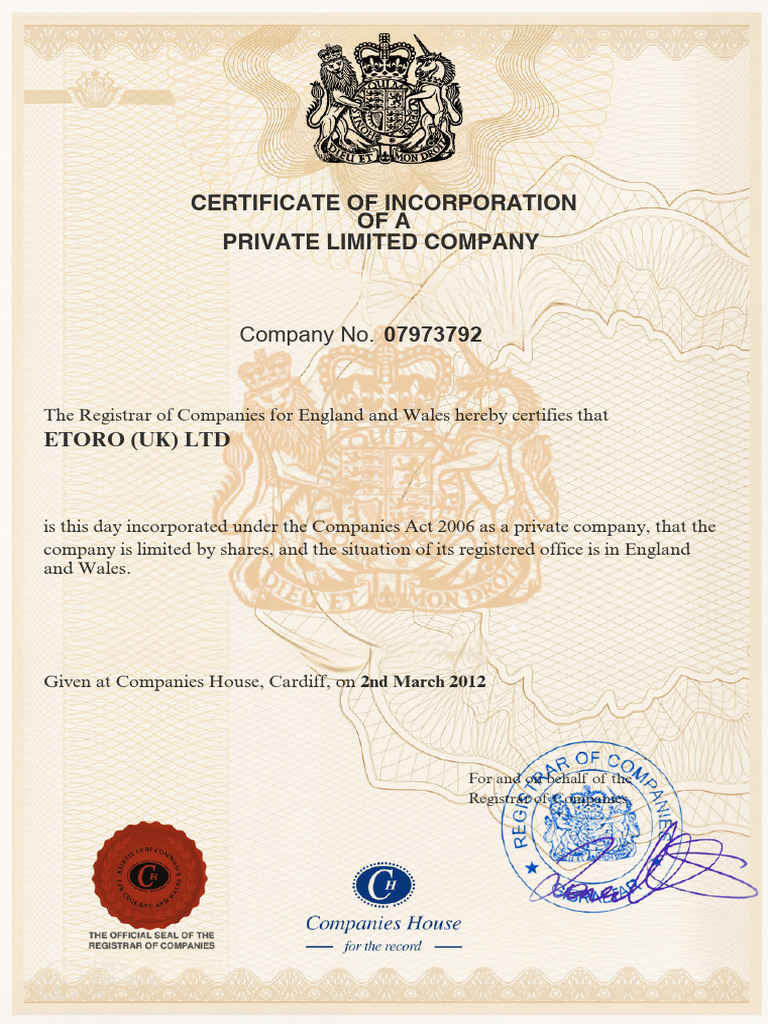 Certificate of Incorporation | PDF