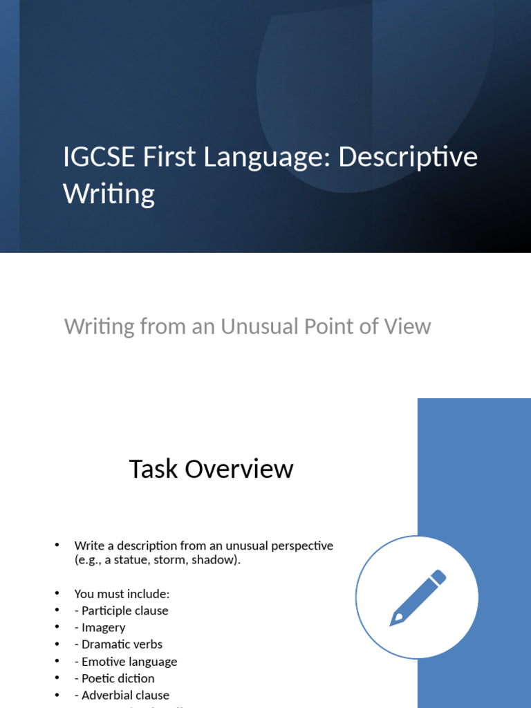 IGCSE Descriptive Writing Presentation | PDF | Language Mechanics | Syntax